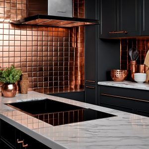 20 Unique Backsplash Copper Accent Ideas for Your Aesthetic Kitchen Space